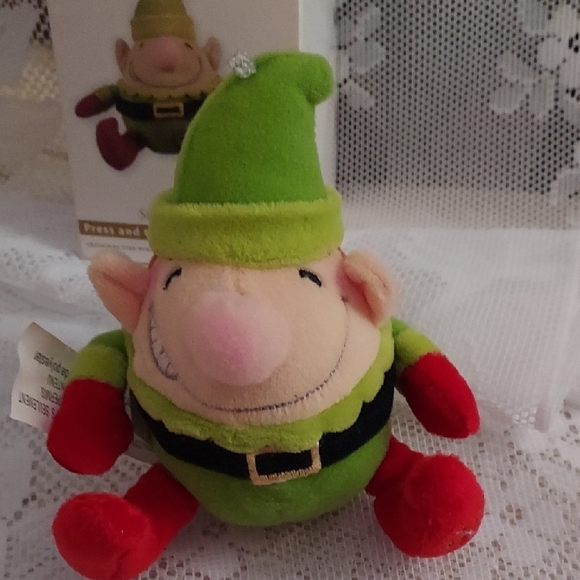 Hallmark | Holiday | Nwt Elf Plush Toy With Green Hat And Red ...